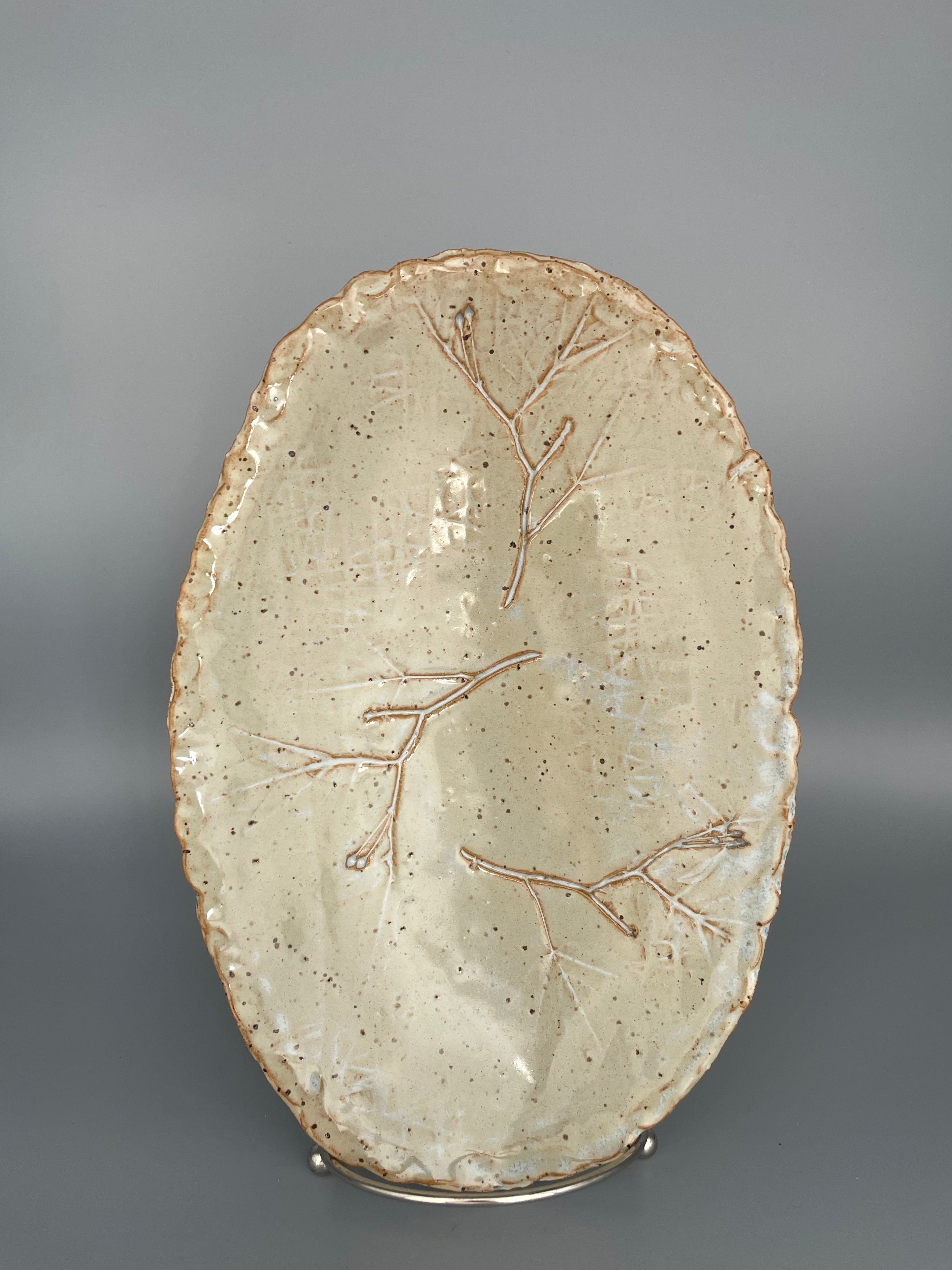Twig Texture, Footed Tray – Abby Barringer Pottery